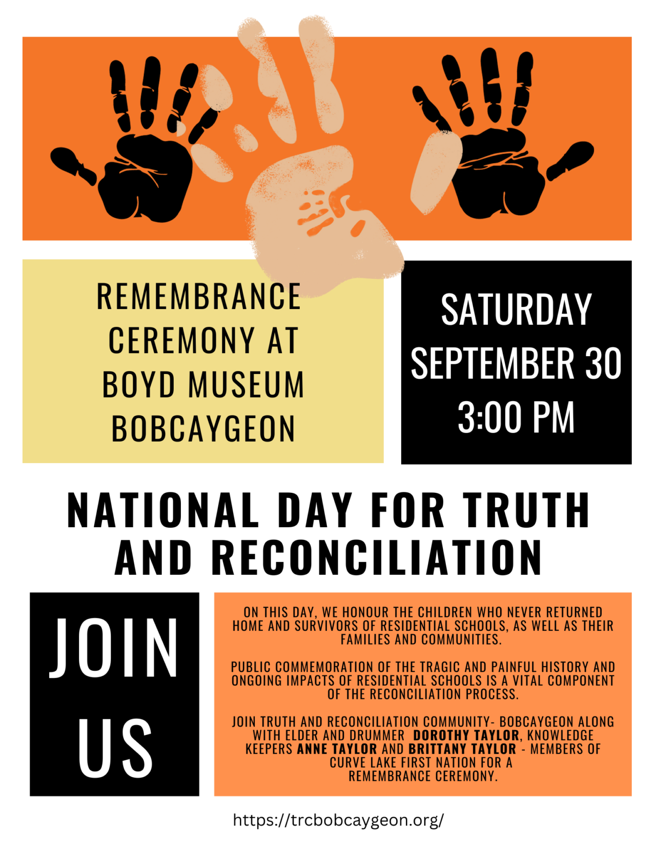 Saturday September 30th - Truth and Reconciliation Community Bobcaygeon